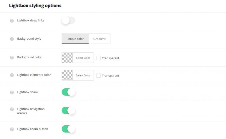 Lightbox styling options – native support